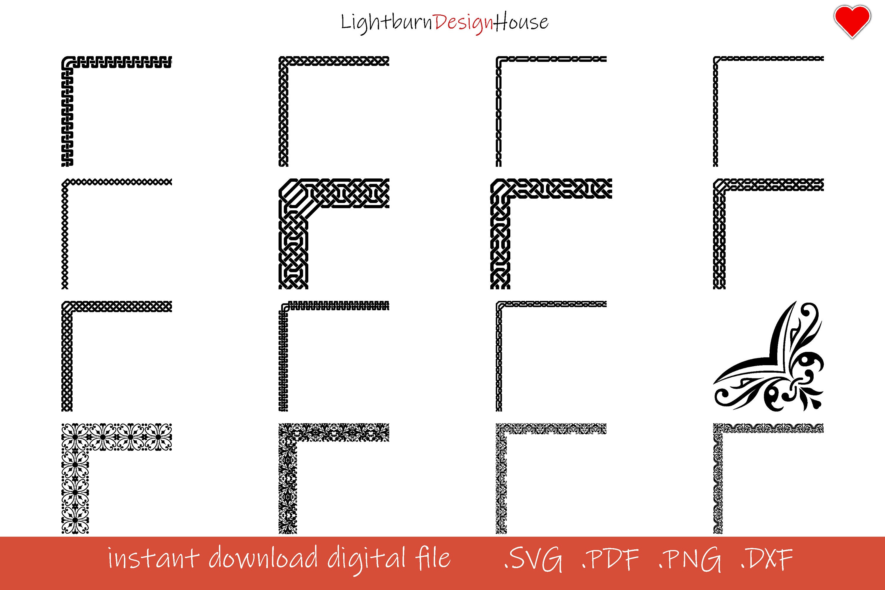 104 SVG Png Pdf Dxf Corner Shelf Pattern Border Frames Bundle - Etsy