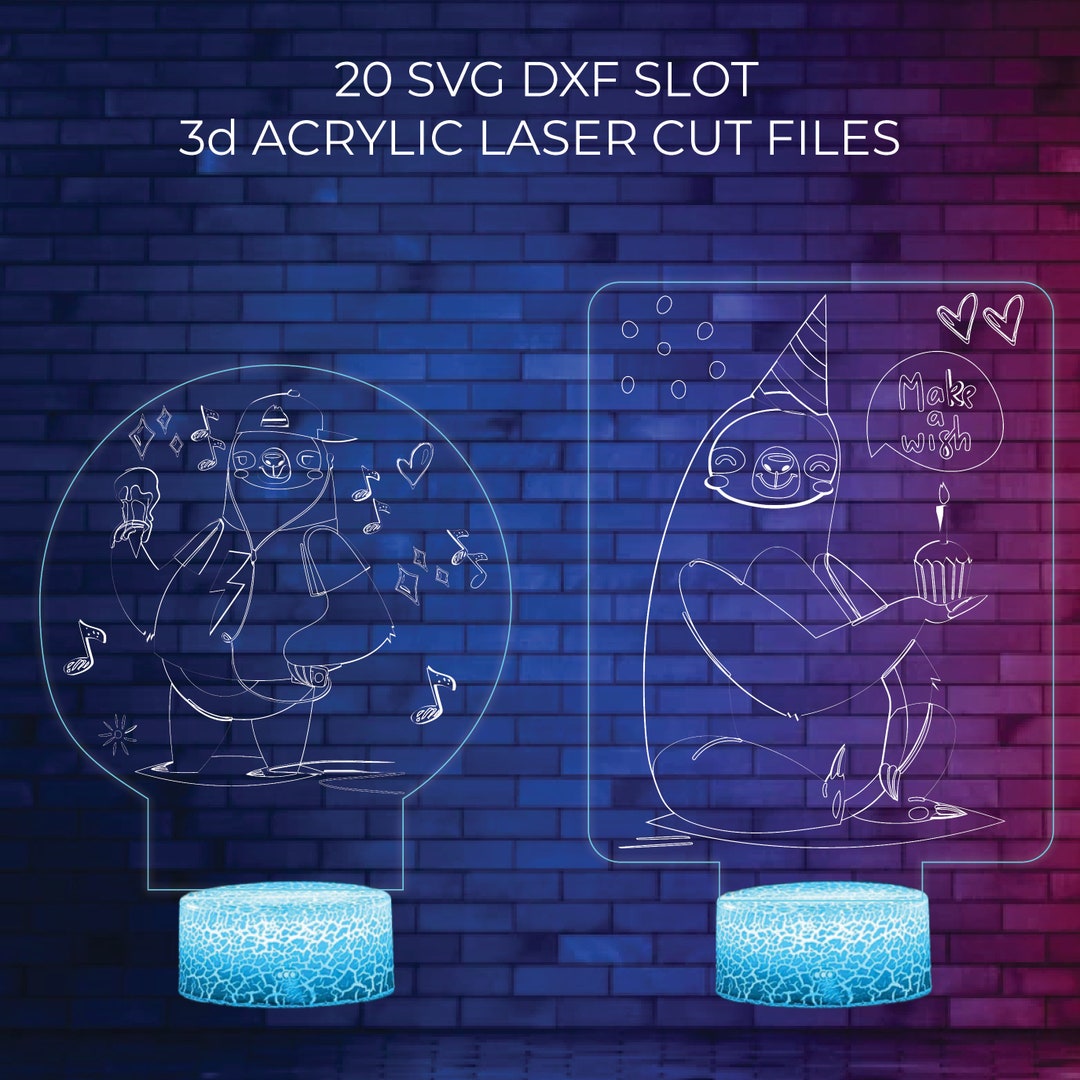 20 SVG DXF Slots Acrylic Illusion Led Lamp Bundle Files for Laser ...