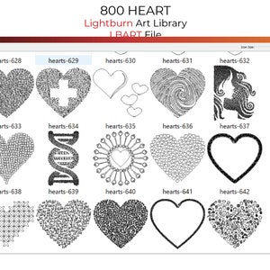800 Heart Lightburn Art Library LBART Files for Laser Engrave, Love ...