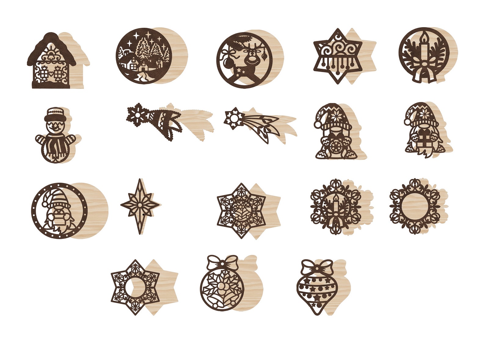 196 Christmas Ornament Bundle DXF SVG File Wood Laser Cut - Etsy