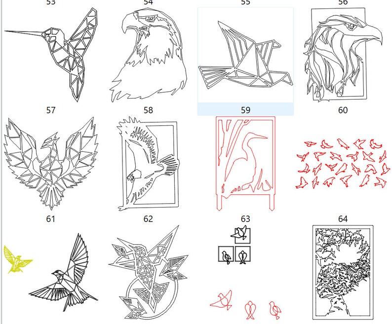 126 Birds Wall Decor Lightburn Art Library Lbart Files for - Etsy Canada