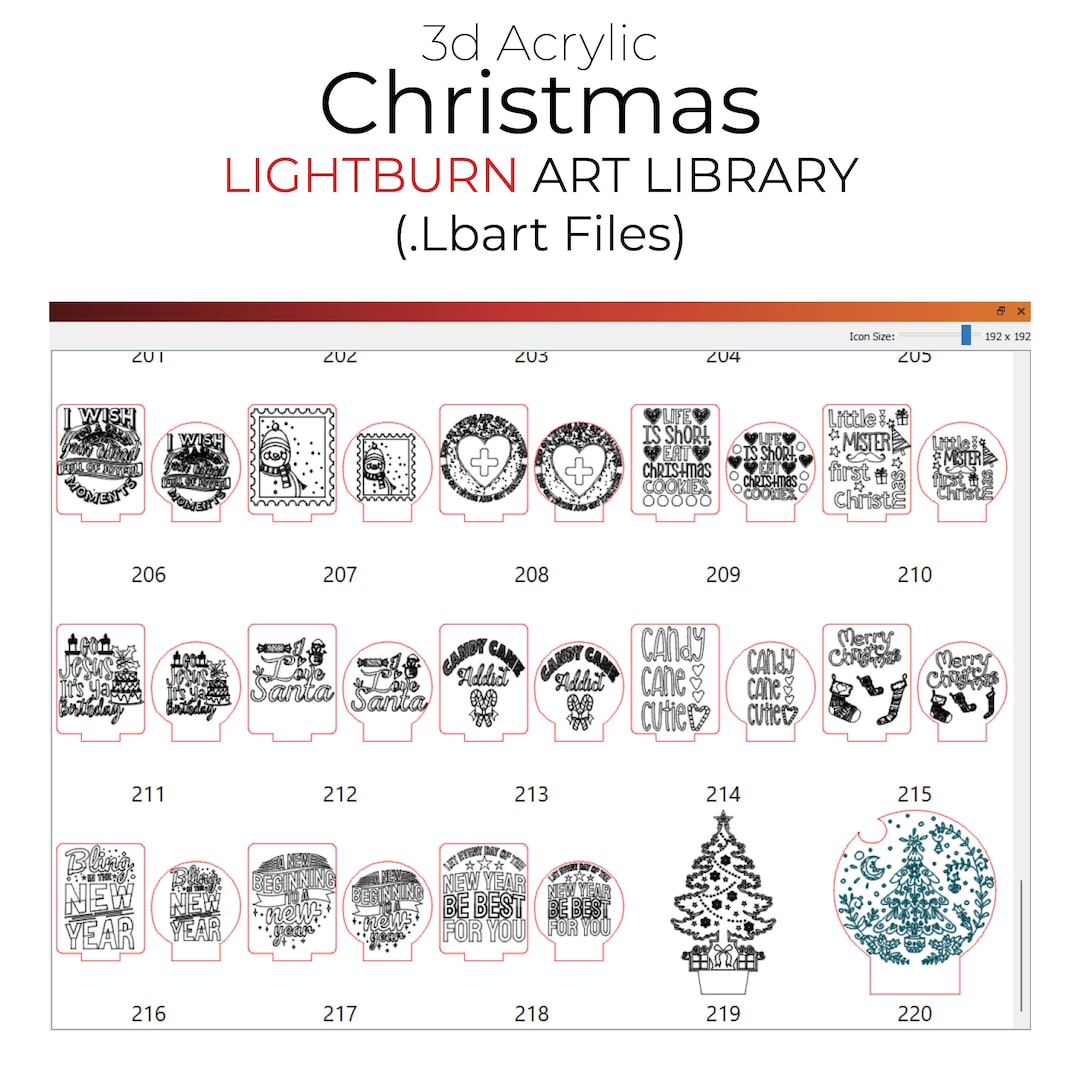 Christmas Lightburn Art Library LBART Files, 3D Acrylic Laser Illusion Designs for Plexi Cut ...