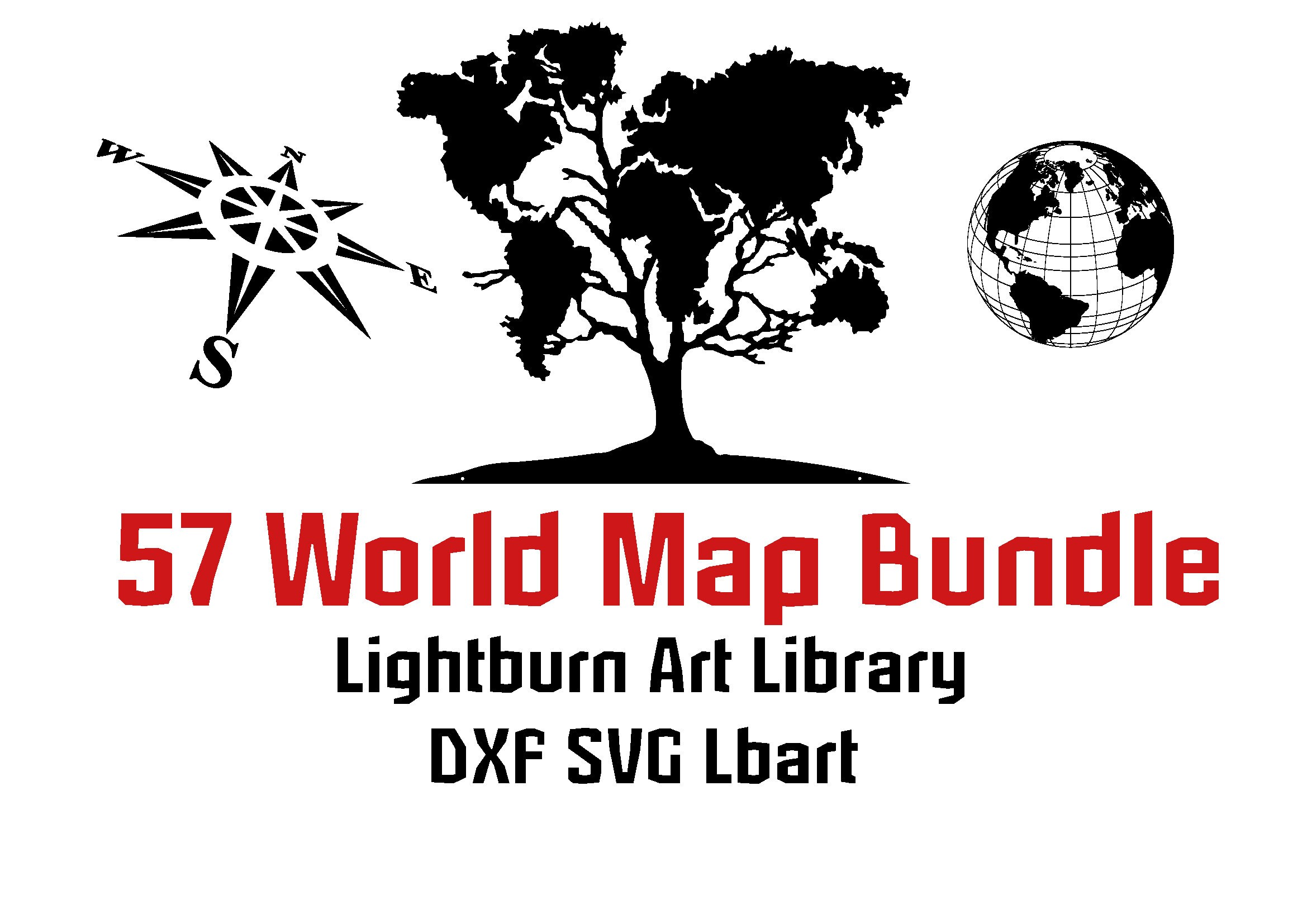 57 World Map Bundle SVG Dxf Lightburn Art Library Laser Wood - Etsy ...