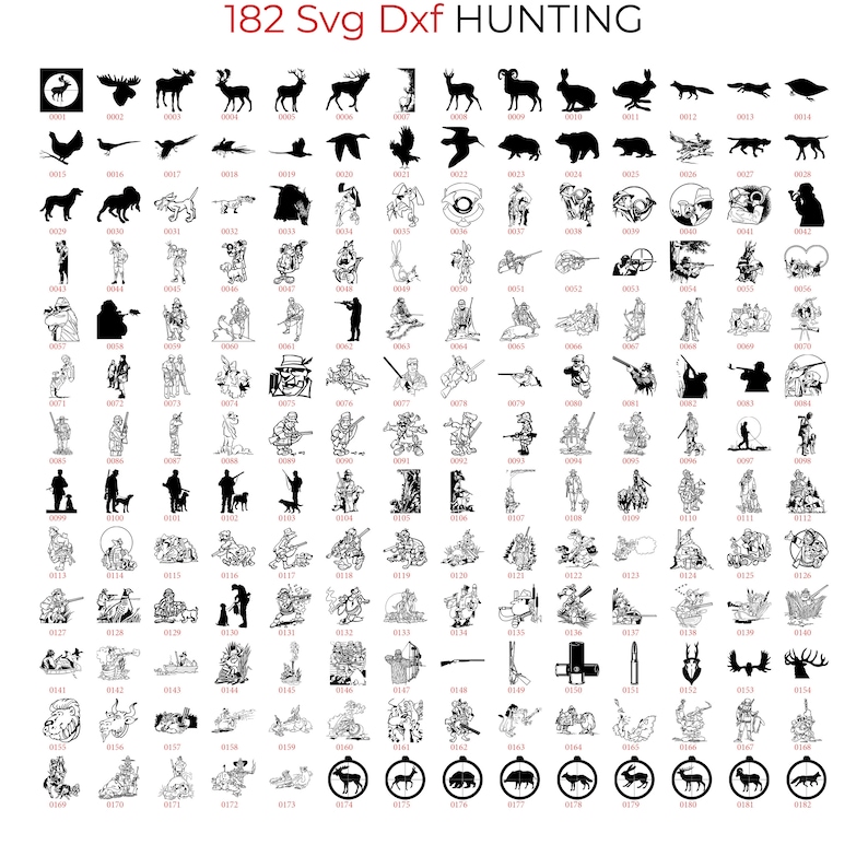 182 SVG DXF Hunting Bundle for Laser Engrave With Index, Hunting ...