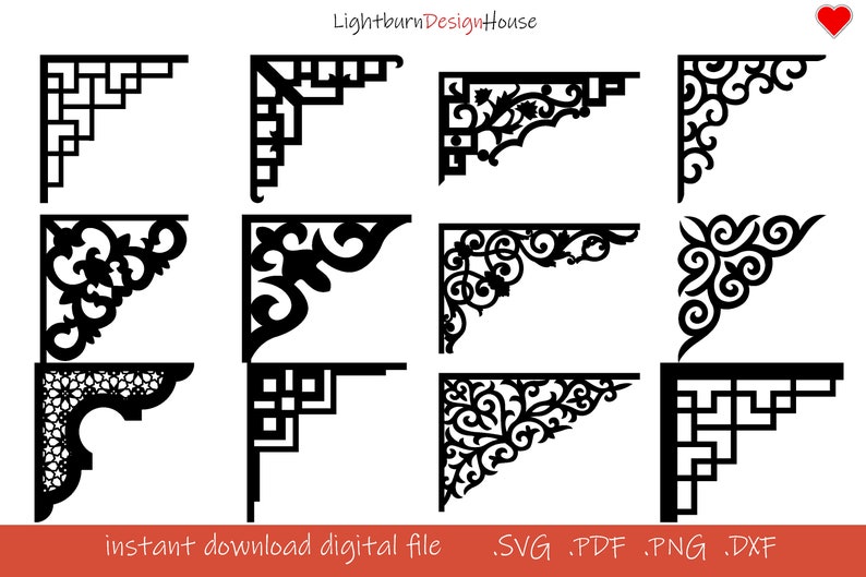 104 SVG Png Pdf Dxf Corner Shelf Pattern Border Frames Bundle - Etsy