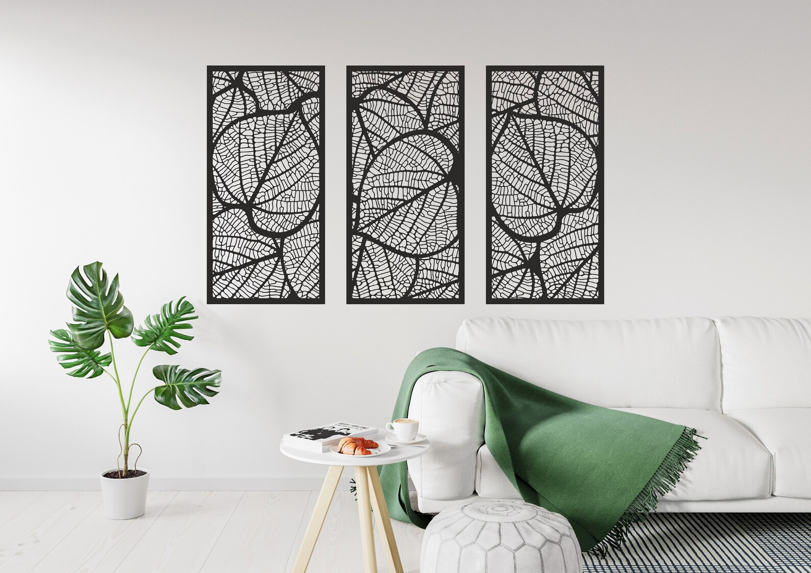 Set of 3 Wide Tropical Leaves Svg Dxf Ai Png Round Metal Wood | Etsy