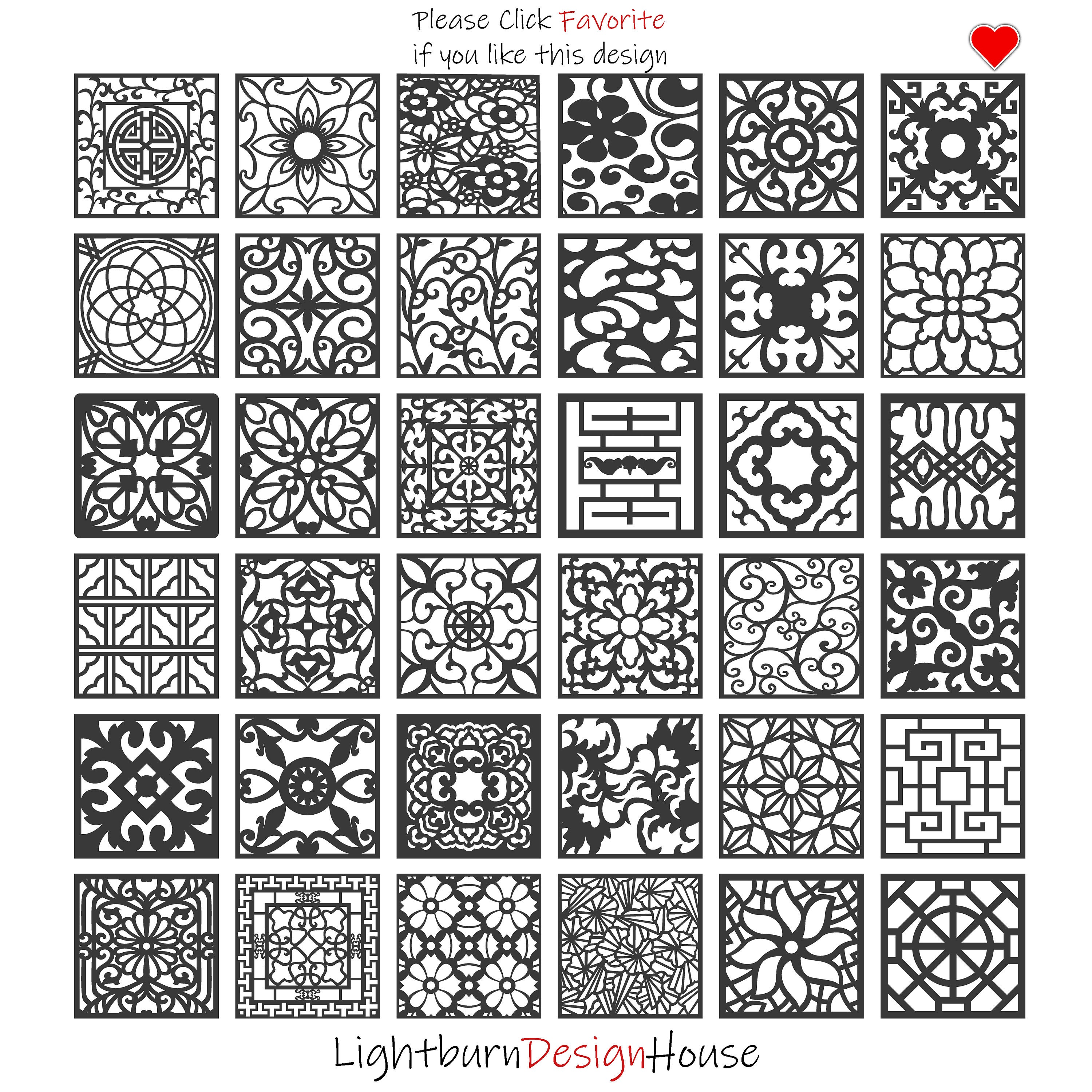 Square Pattern SVG DXF Bundle for Laser Cut Wall Decor, Decorative ...