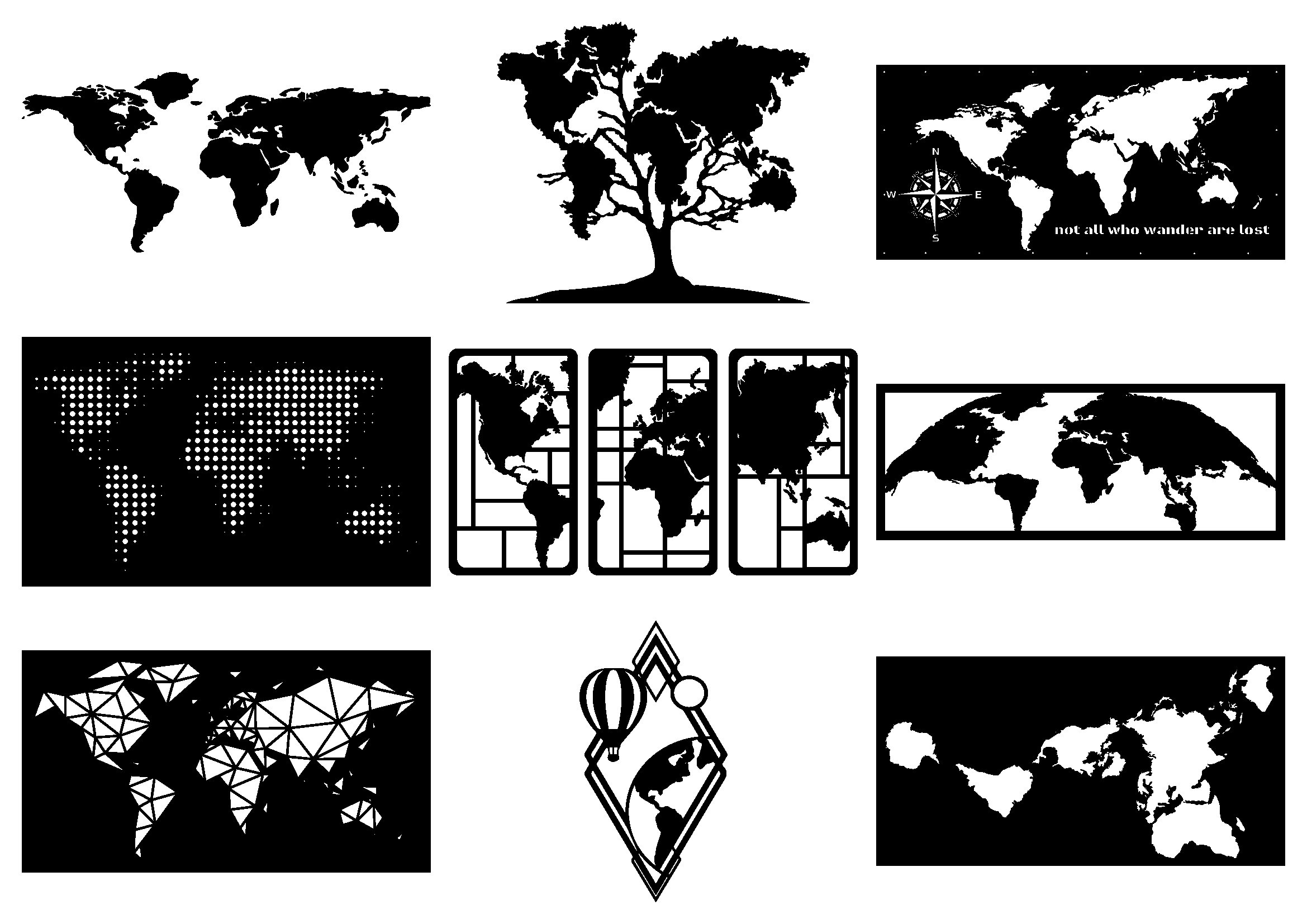 57 World Map Bundle SVG Dxf Lightburn Art Library Laser Wood - Etsy UK