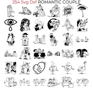 254 Svg Dxf Romantic Couple Bundle for Laser Engrave With Index - Etsy