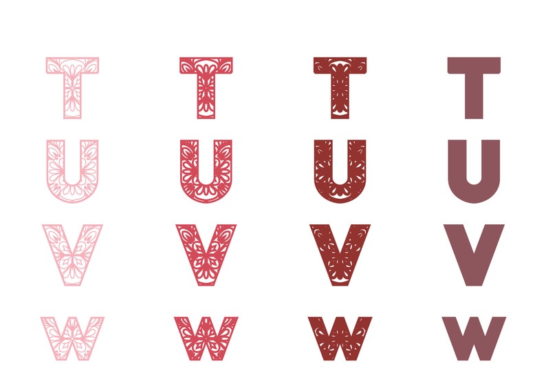 Floral Alphabet SVG: Layered Letters for Cricut, Laser Cut (digital ...