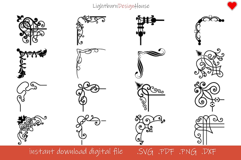 104 SVG Png Pdf Dxf Corner Shelf Pattern Border Frames Bundle - Etsy