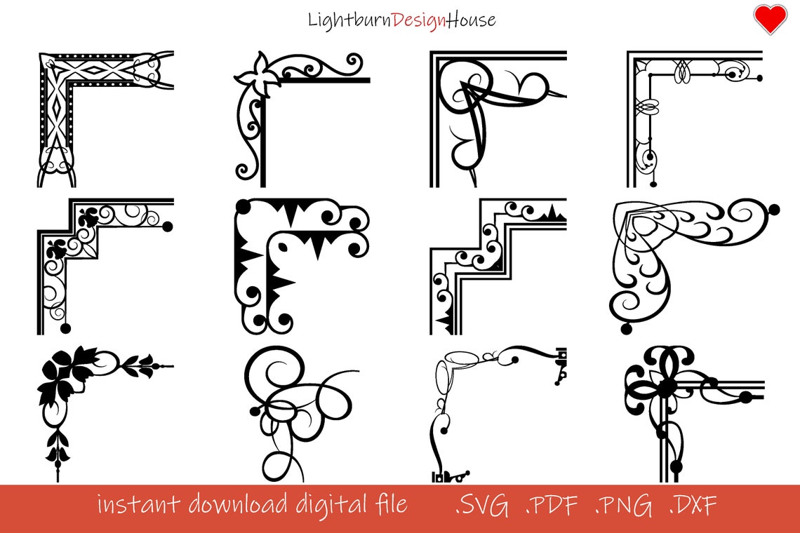 104 SVG Png Pdf Dxf Corner Shelf Pattern Border Frames Bundle - Etsy Canada