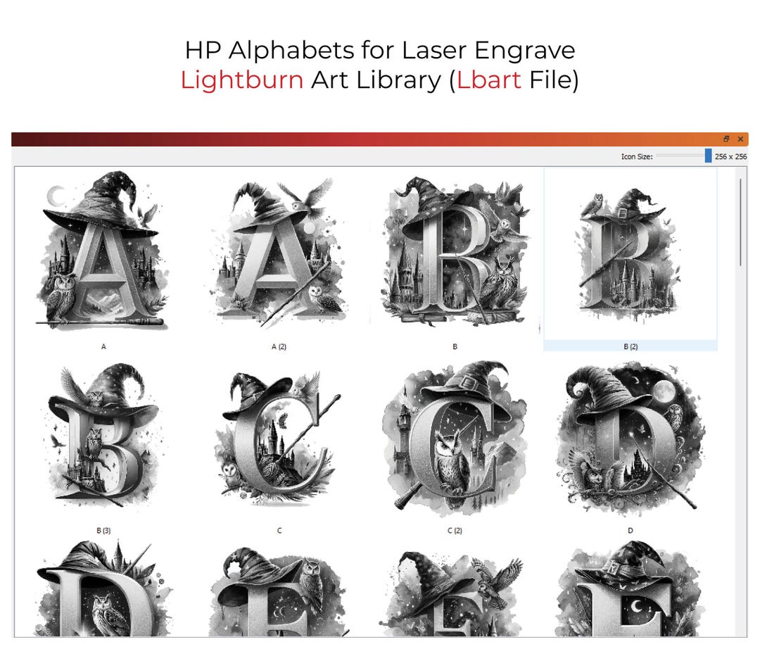 HP Alphabet Letters Lightburn Art Library (.lbart) and Pngs Files for ...
