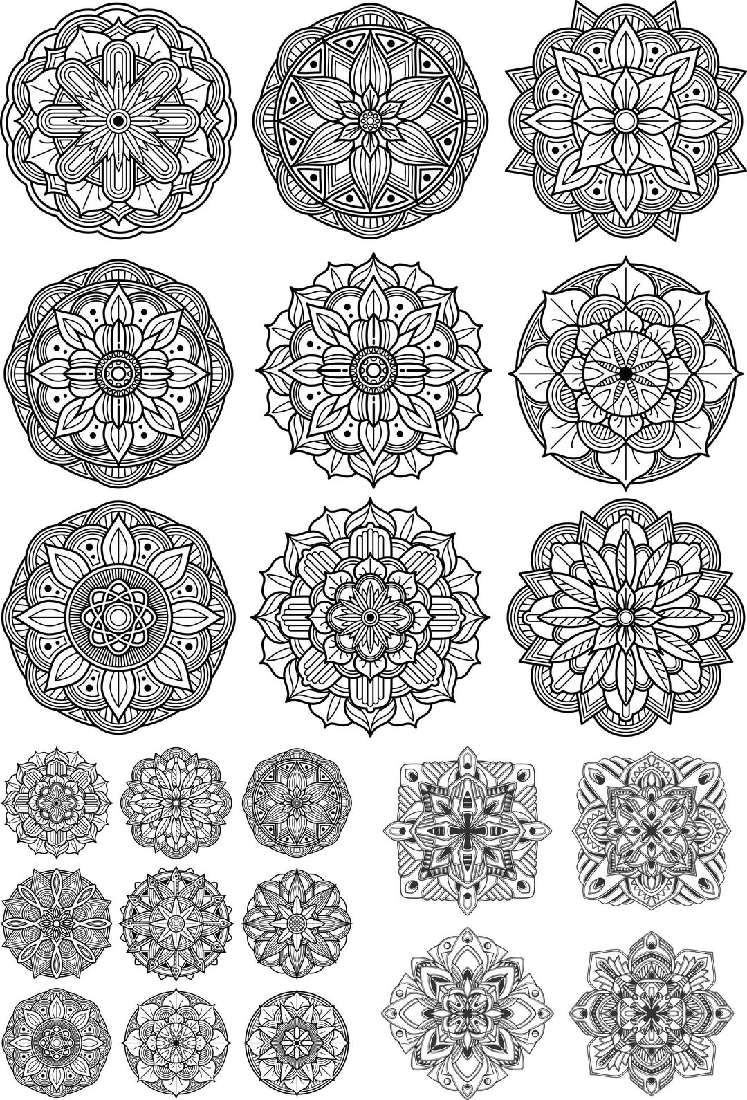 250 Svg Dxf Mandala Ornaments Laser Engrave Vector Files - Etsy