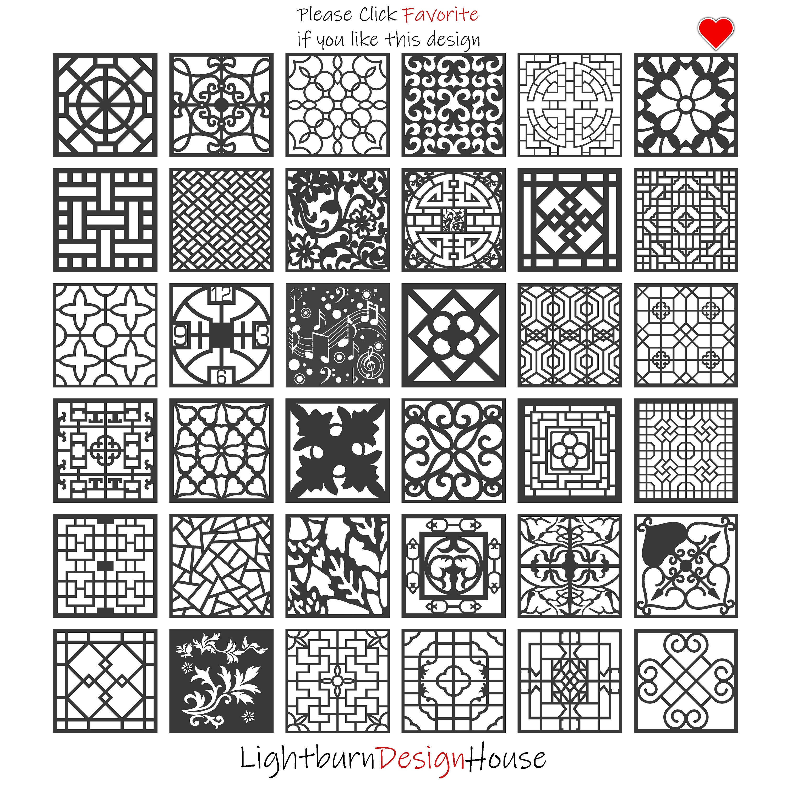 Square Pattern SVG DXF Bundle for Laser Cut Wall Decor, Decorative ...