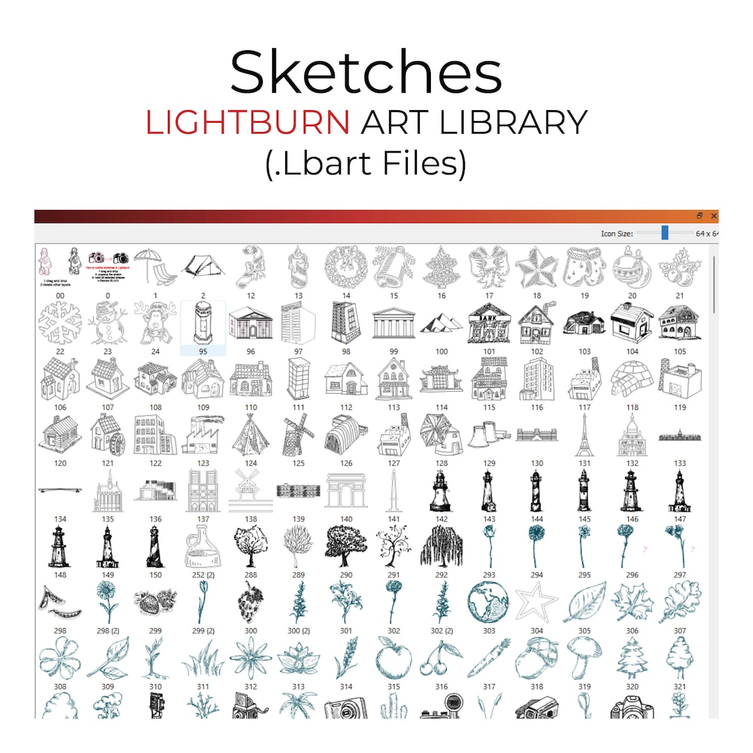 7000 Sketches Lightburn Art Library LBART Files for Laser Engrave Cut ...