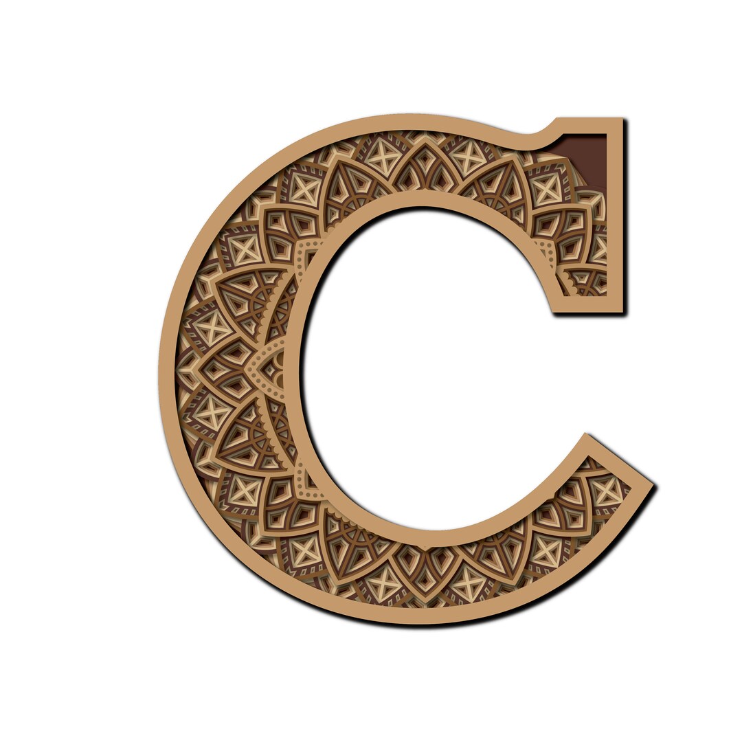 Letter C Mandala Floral SVG DXF 8 Layered Multilayer for Wood Laser ...