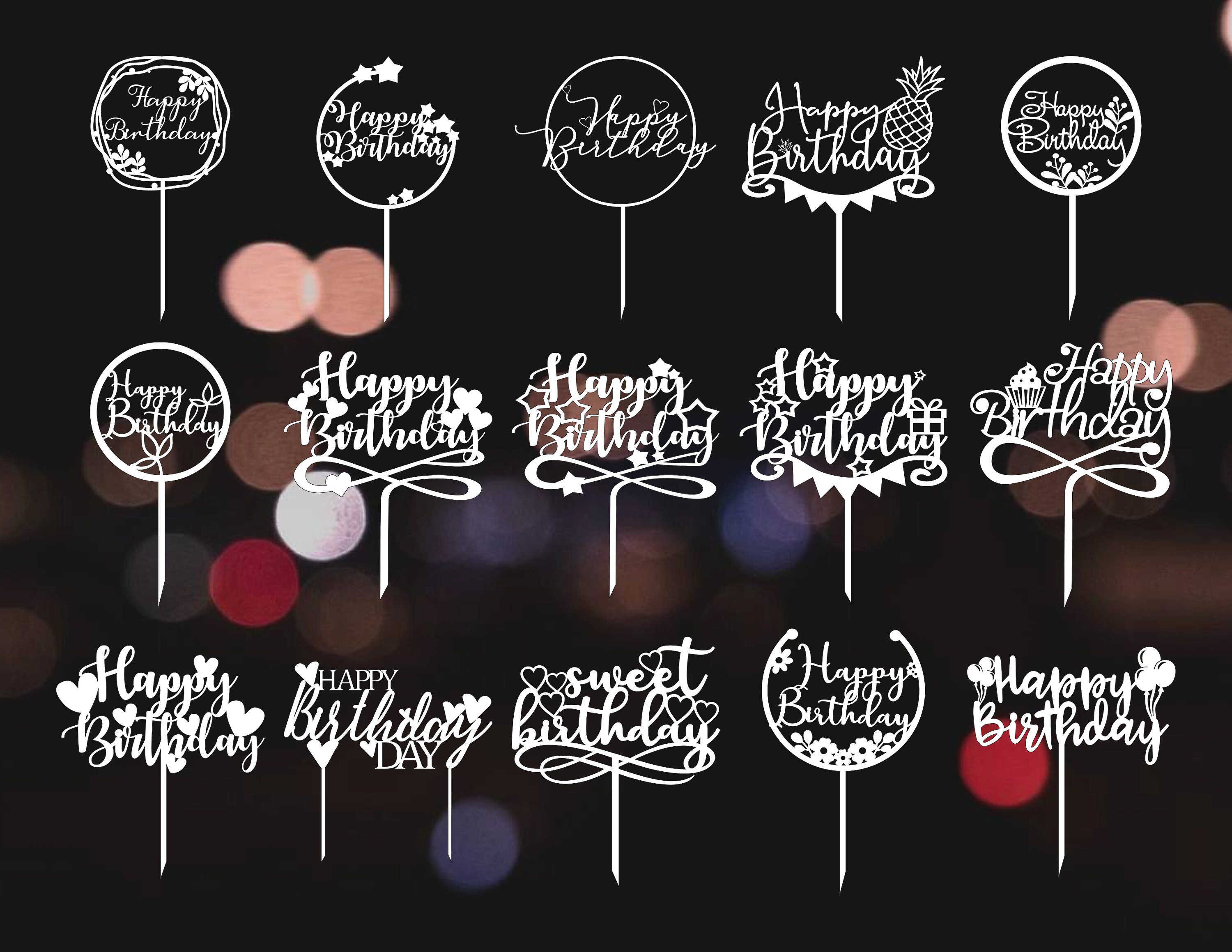 100 Svg Dxf Happy Birthday Cake Topper Laser Cut Party Acrylic - Etsy ...