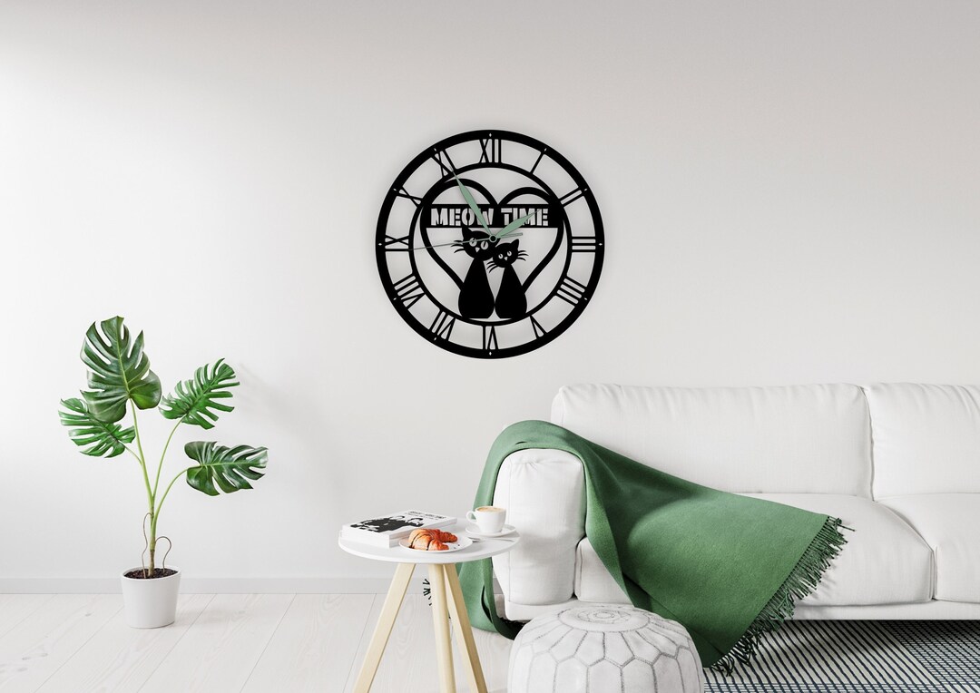 Cat Heart Wall Clock: Meow Time Home Decor (digital Download) - Etsy