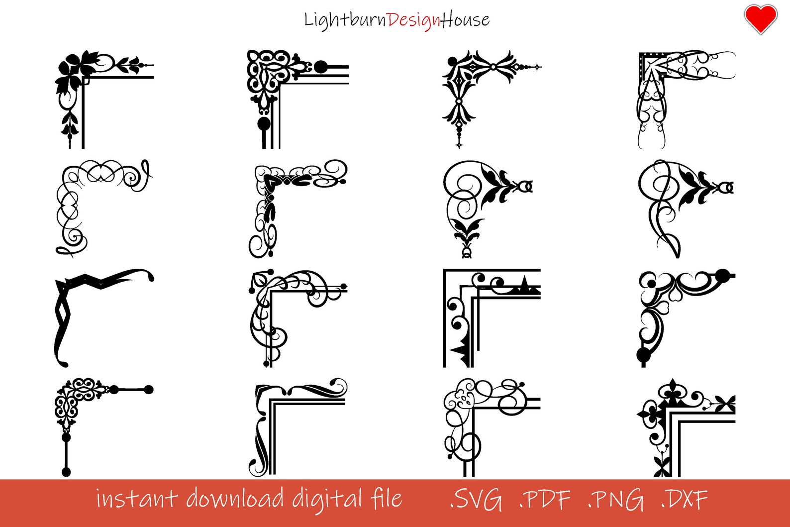 104 SVG Png Pdf Dxf Corner Shelf Pattern Border Frames Bundle - Etsy