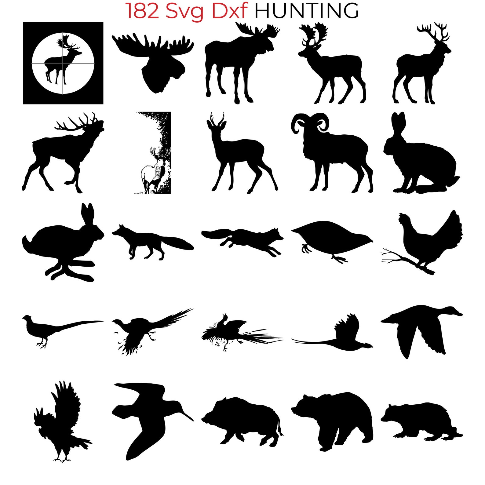 182 SVG DXF Hunting Bundle for Laser Engrave With Index, Hunting ...