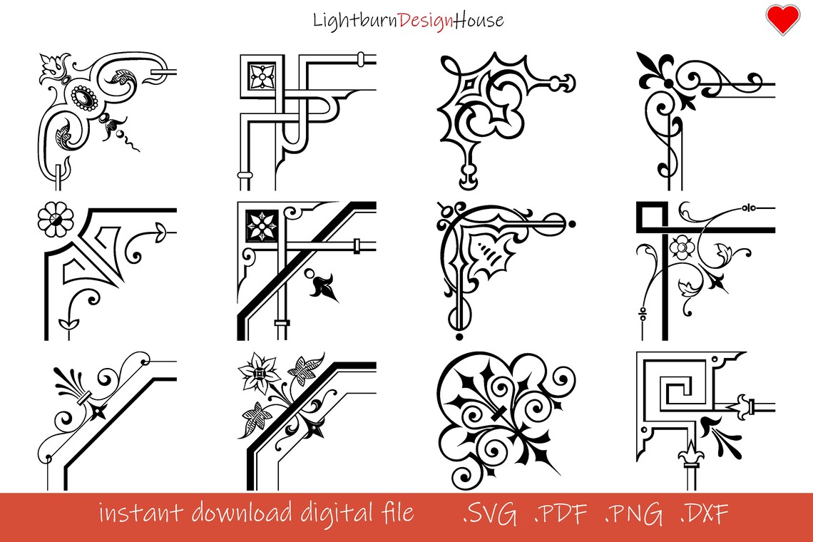 104 SVG Png Pdf Dxf Corner Shelf Pattern Border Frames Bundle - Etsy UK