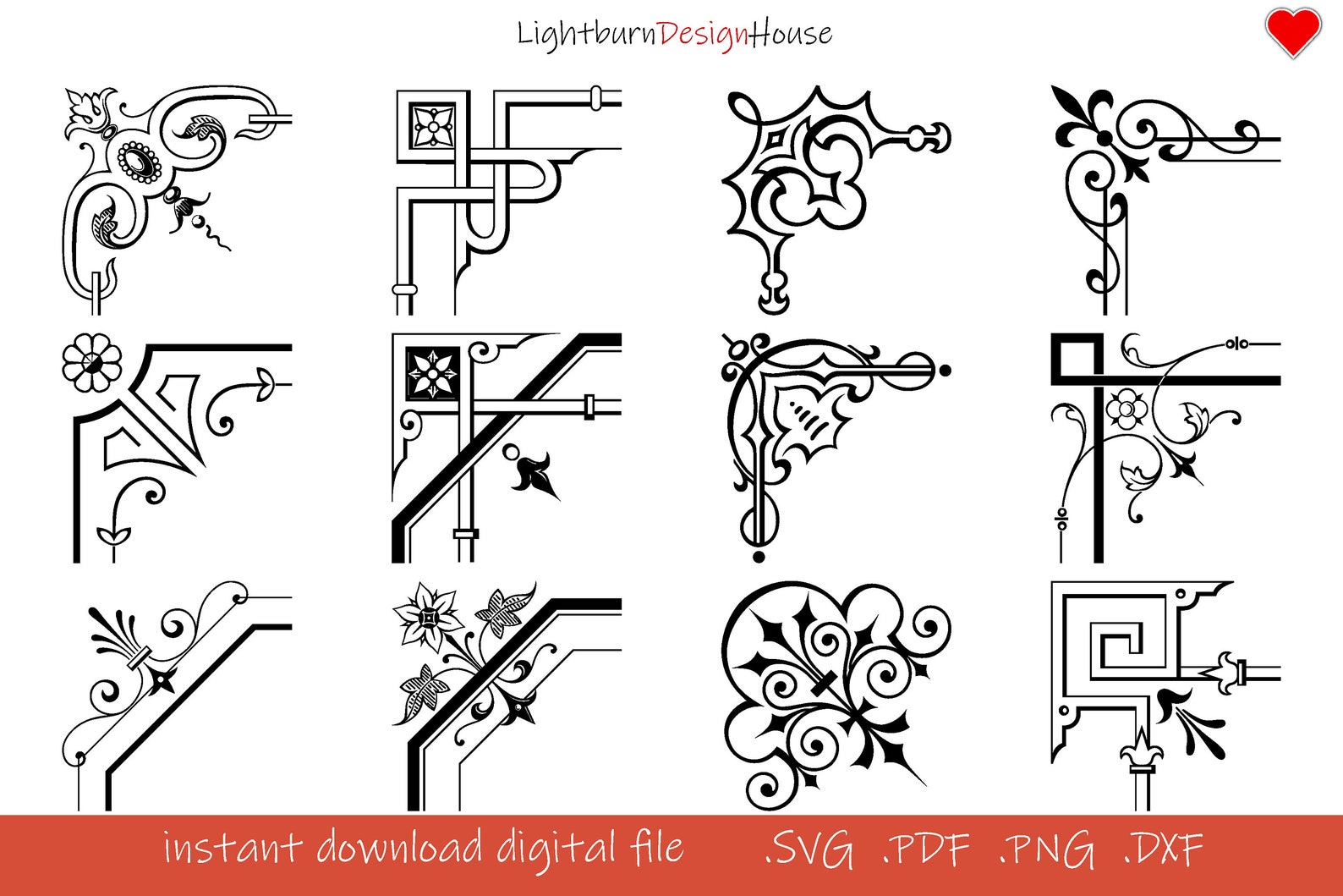 104 SVG Png Pdf Dxf Corner Shelf Pattern Border Frames Bundle - Etsy UK