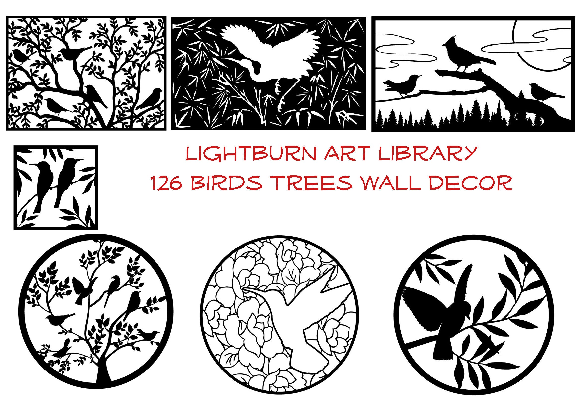 126 Birds Wall Decor Lightburn Art Library Lbart Files for - Etsy Canada