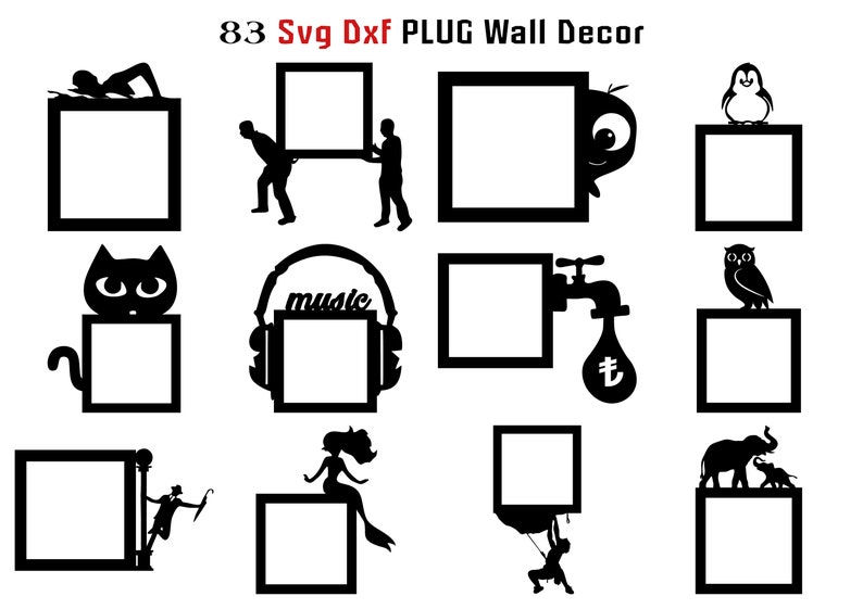 83 Light Plug & Switch Cover SVG DXF Files, Whimsical Wall Decor Border ...