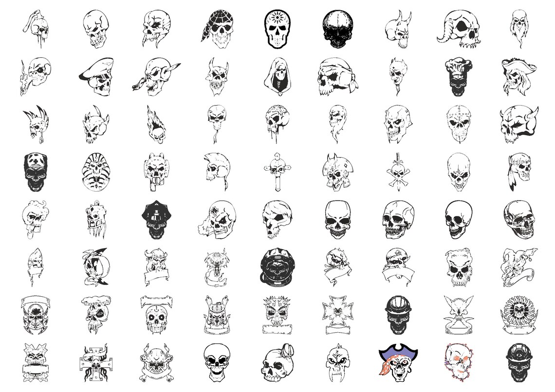 555 SVG PNG Skulls Bundle for Laser Cut Engrave Library Wood - Etsy