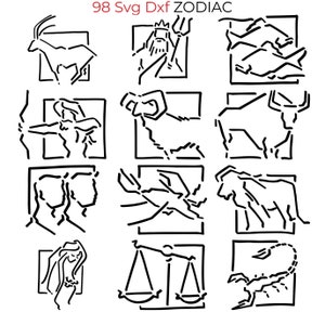98 Svg Dxf Zodiac Bundle for Laser Engrave With Index - Etsy