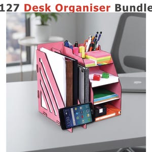 127 Desk Organizer SVG DXF Bundle | Laser Cut File Set for Wood MDF ...