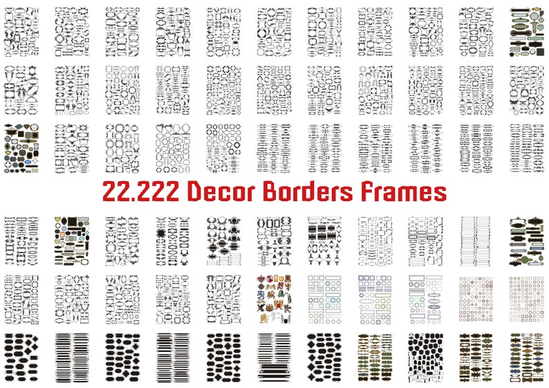 22.222 SVG PNG Decor Frames Borders Monogram Line Panel Bundle - Etsy
