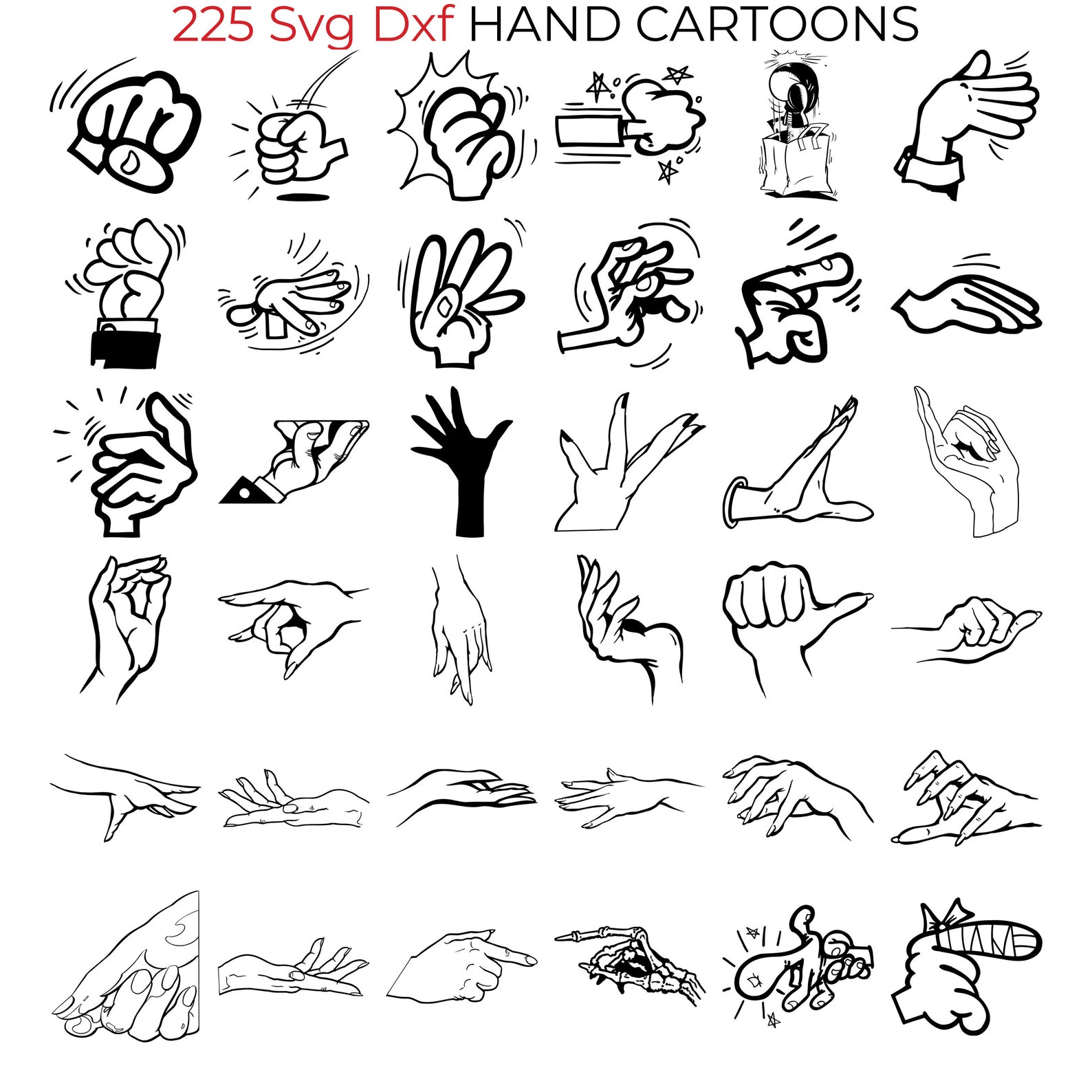 225 Svg Dxf Hands Bundle for Laser Engrave With Index - Etsy