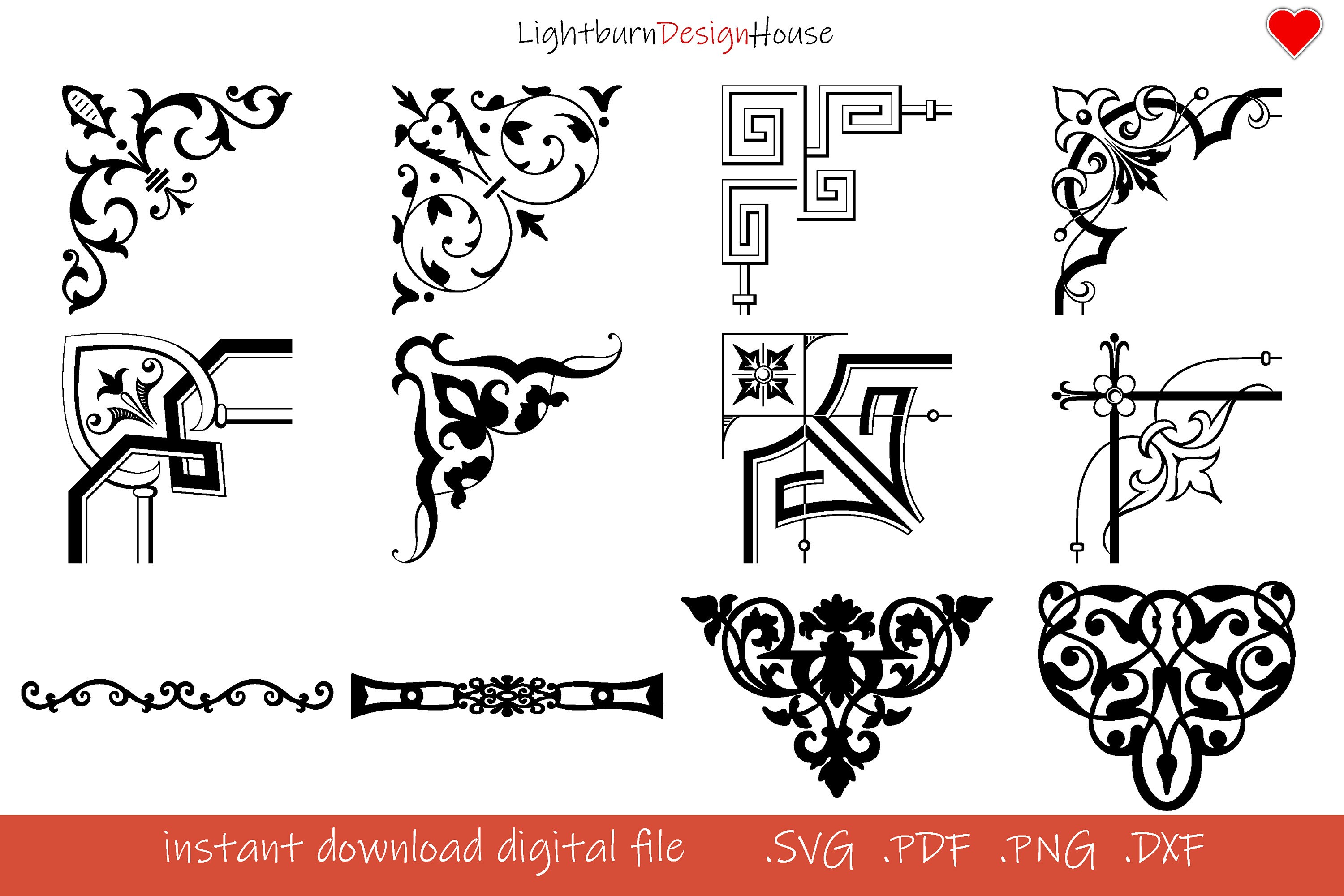 104 SVG Png Pdf Dxf Corner Shelf Pattern Border Frames Bundle - Etsy UK