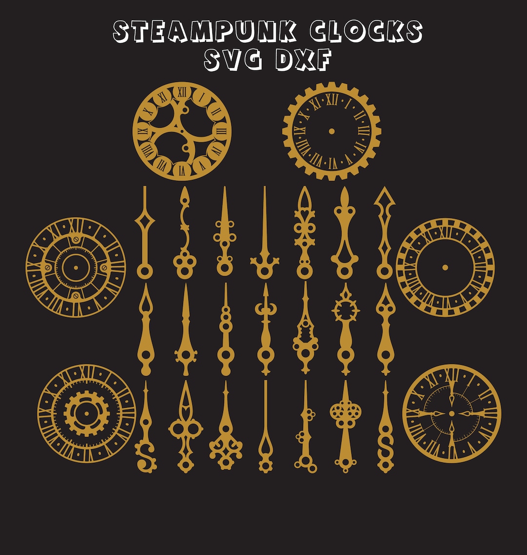 Steampunk Wall Clock Faces and Hands Bundle SVG Dxf Eps File for Cricut ...