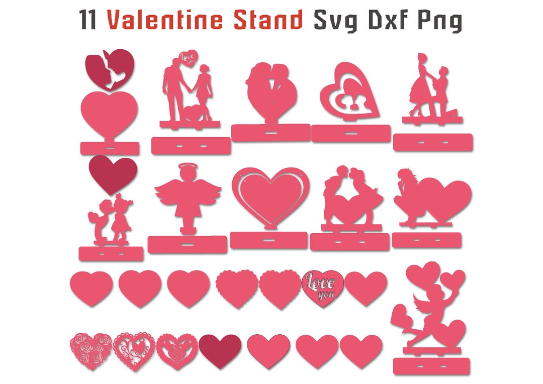 Valentine's Day Stand SVG DXF Bundle: Laser Cut Files (digital Download ...