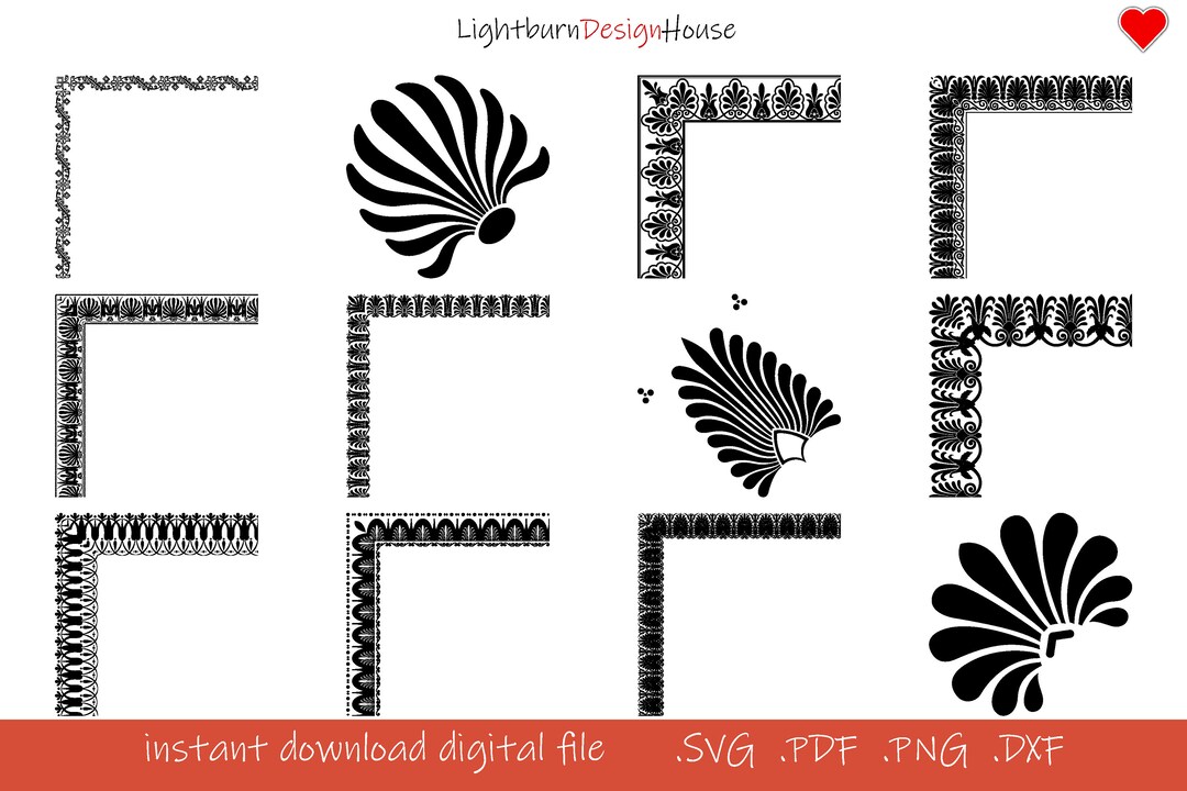 104 SVG Png Pdf Dxf Corner Shelf Pattern Border Frames Bundle Laser Cut ...