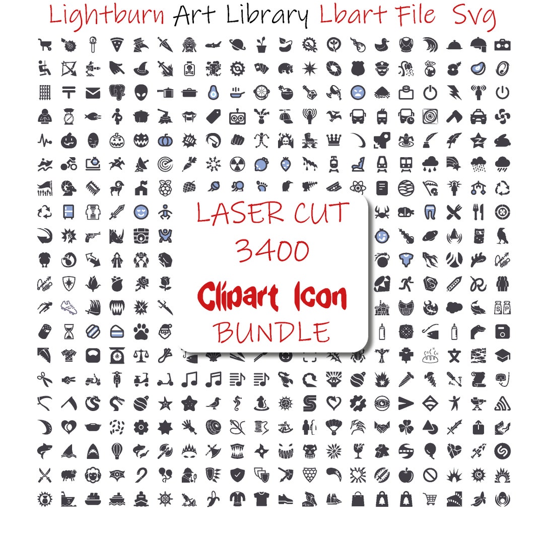 3400 SVG Vectoral Clipart Icons Lightburn Art Library for Laser Cut ...