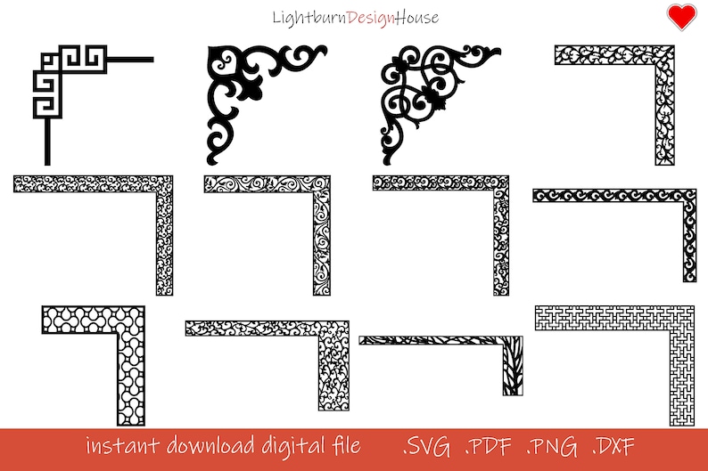 104 SVG Png Pdf Dxf Corner Shelf Pattern Border Frames Bundle - Etsy