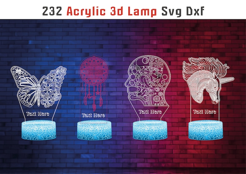232 Acrylic LED Lamp SVG DXF Laser Cut Files, Animals Mandala Christmas ...