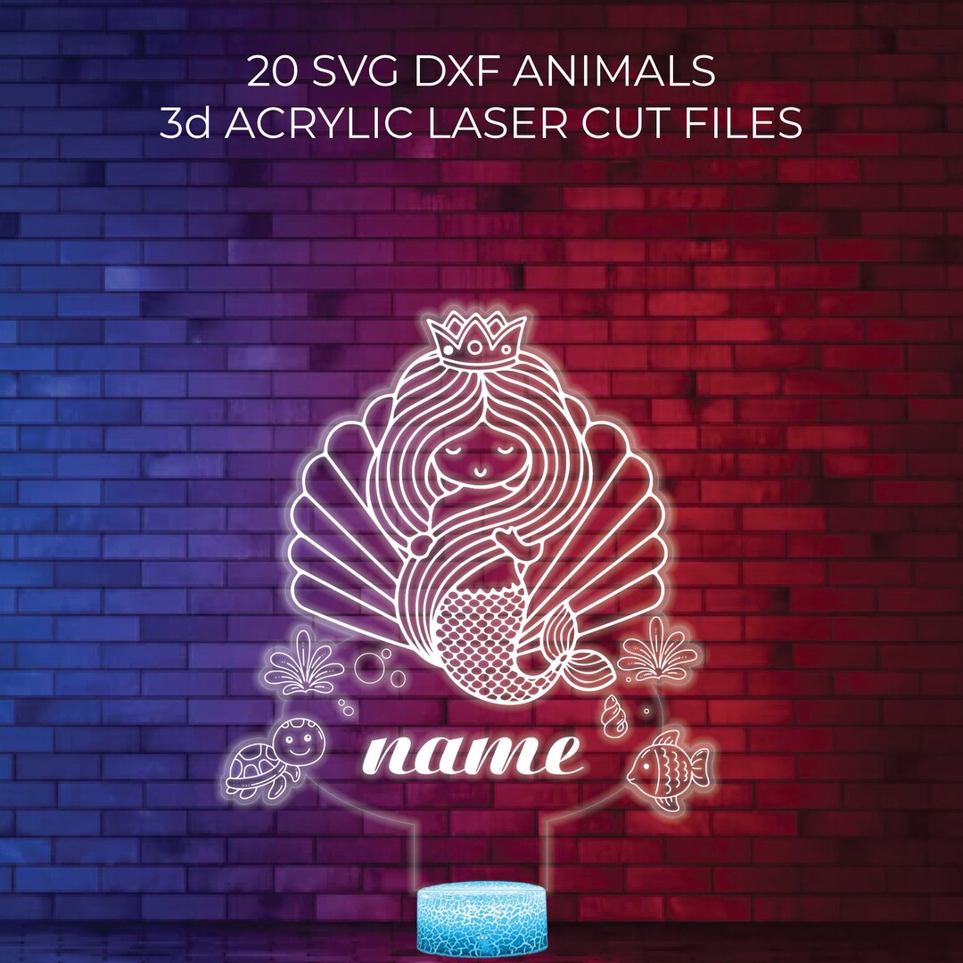 20 SVG DXF Animals Outline Acrylic Illusion Led Lamp Bundle Files for ...