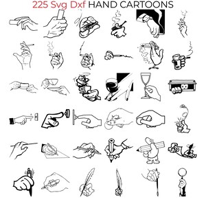 225 Svg Dxf Hands Bundle for Laser Engrave With Index - Etsy