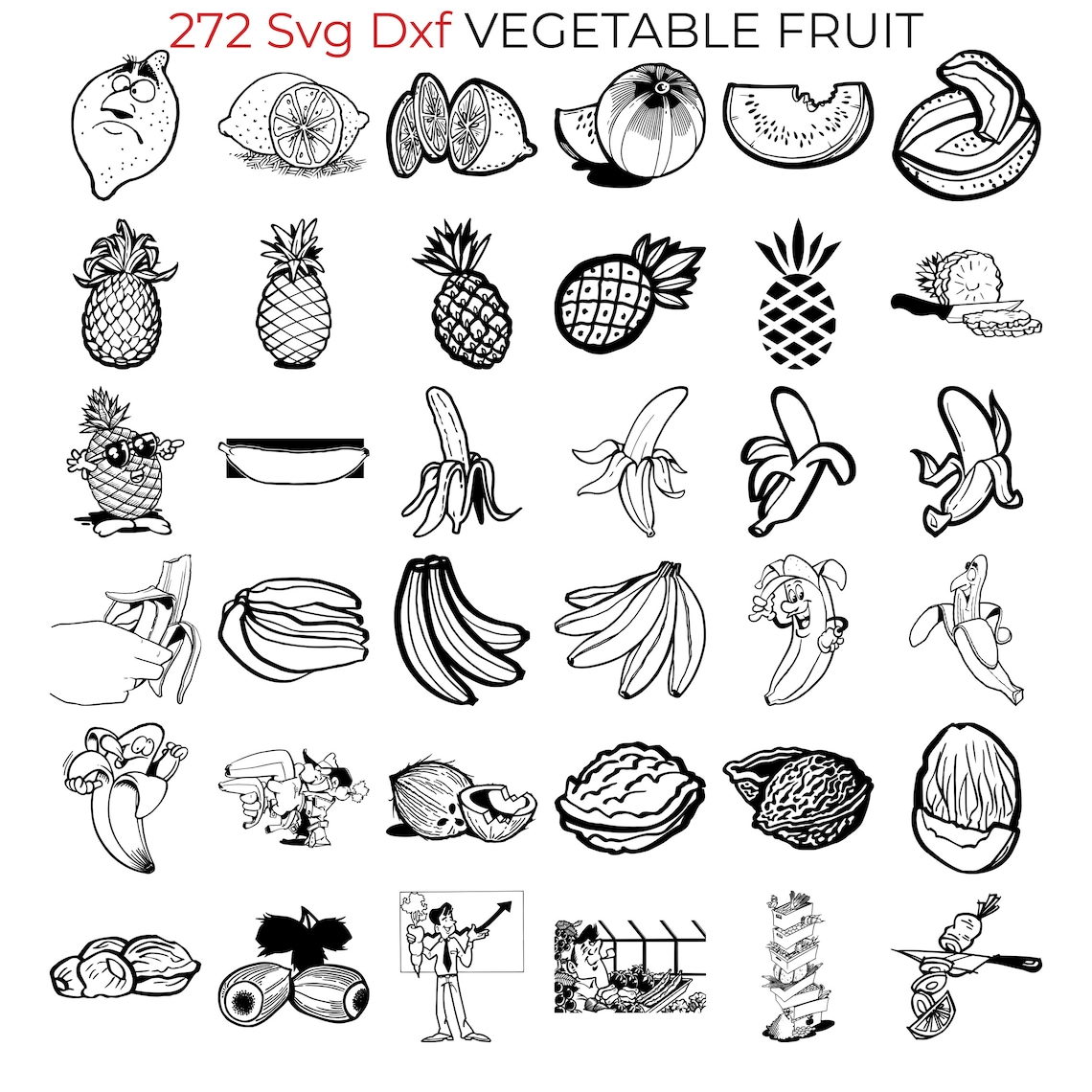 272 Svg Dxf Vegetable Fruit Bundle for Laser Engrave With Index - Etsy