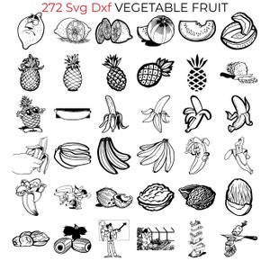 272 Svg Dxf Vegetable Fruit Bundle for Laser Engrave With Index - Etsy