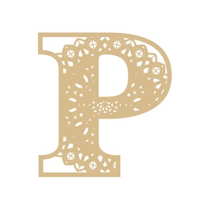 Letter P Mandala Floral SVG DXF 8 Layered Multilayer for Wood Laser ...