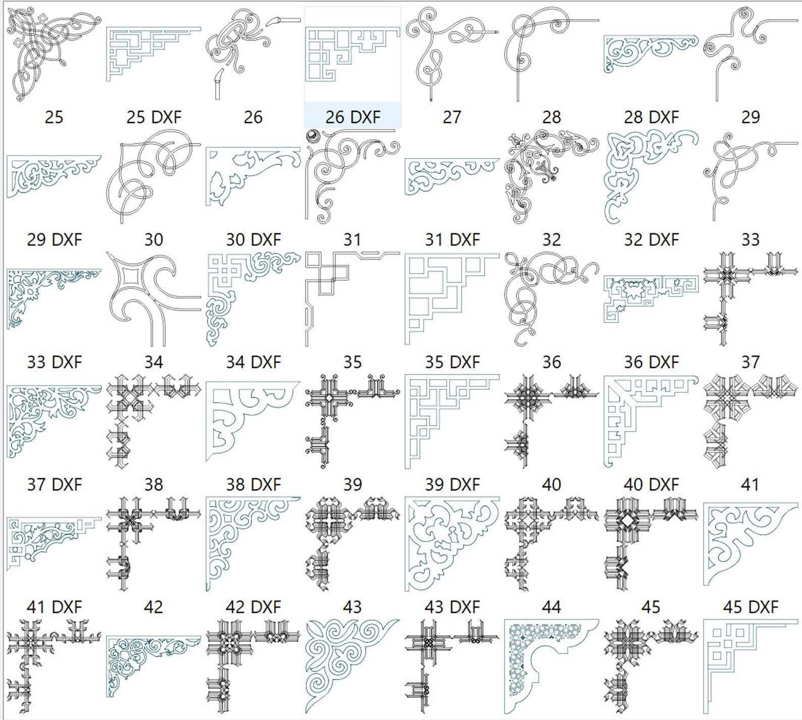 Lightburn Art Library 324 Graphics of Corner Patterns Laser - Etsy