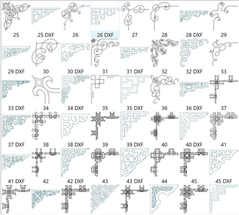 Lightburn Art Library 324 Graphics of Corner Patterns Laser - Etsy Canada