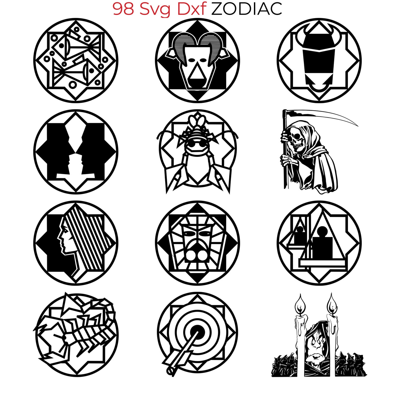 98 Svg Dxf Zodiac Bundle for Laser Engrave With Index - Etsy