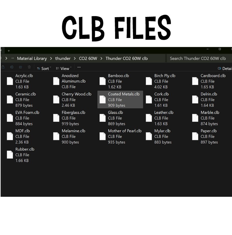 Thunder CO2 60W Laser Lightburn Material Library CLB Files for Wood ...